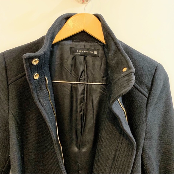 Zara | Jackets & Coats | Zara Black Wool Blend Coat | Poshmark